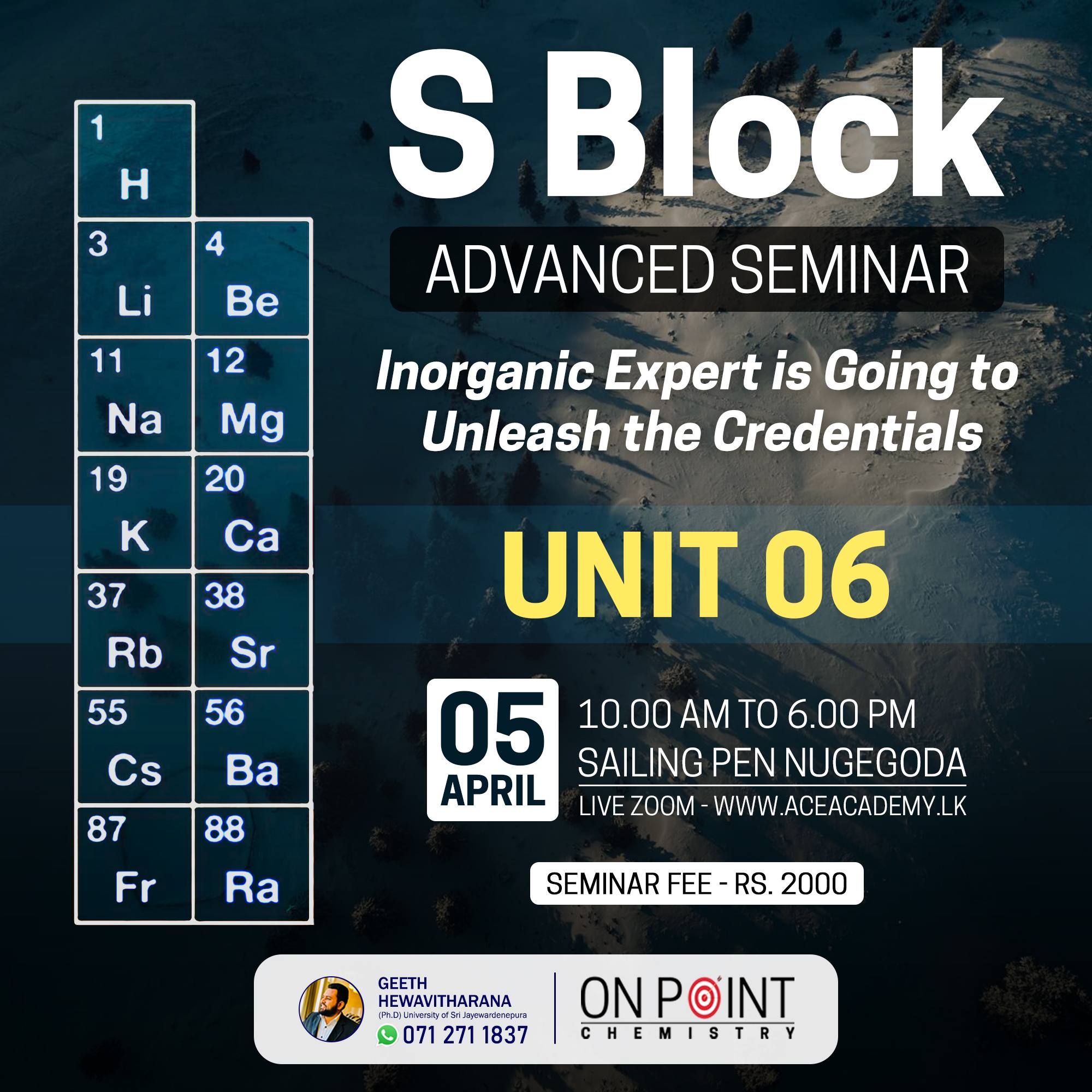 Advanced S Block Seminar | Inorganic Chemistry | Ace Academy