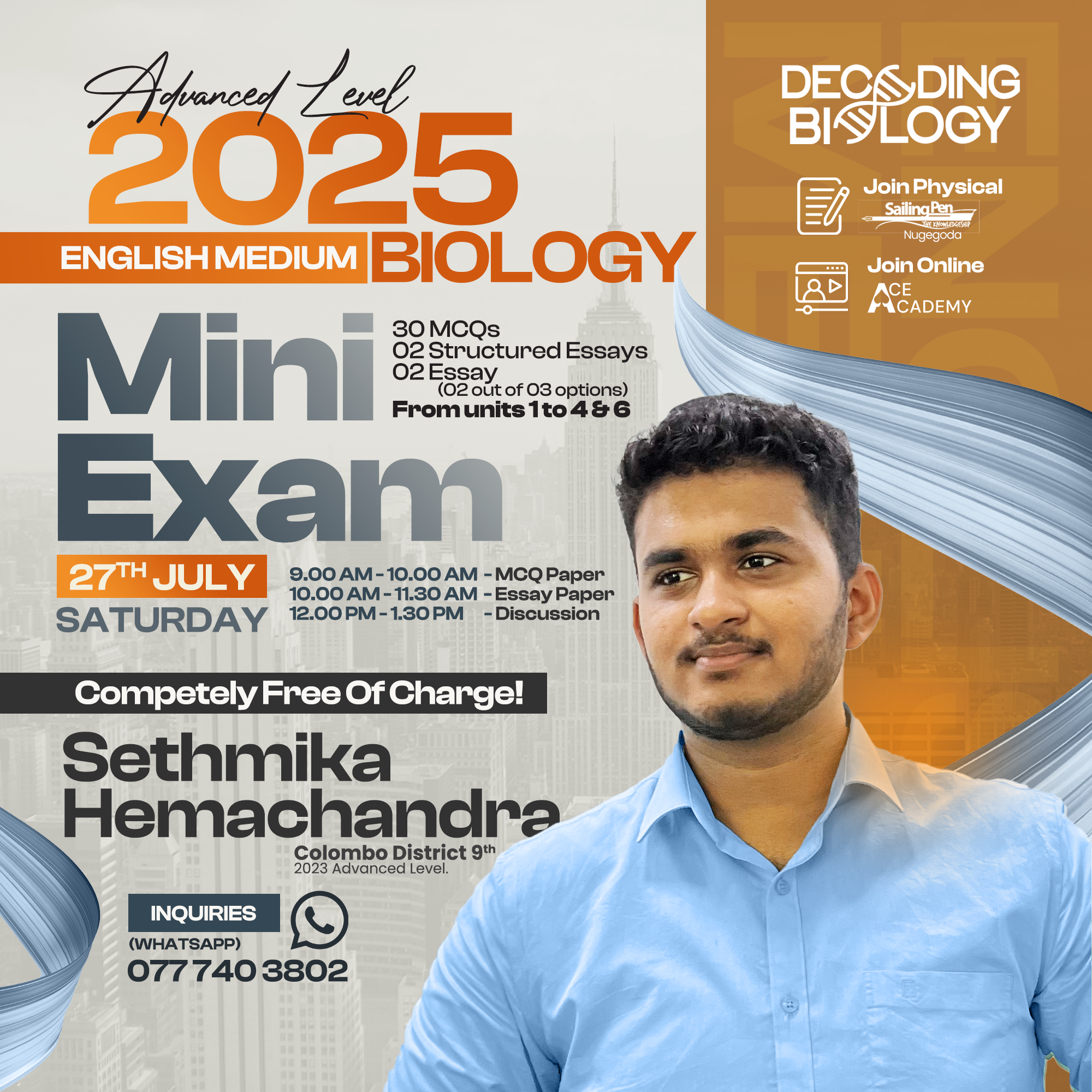 2025 A/L Biology MINI EXAM | English Medium | Ace Academy