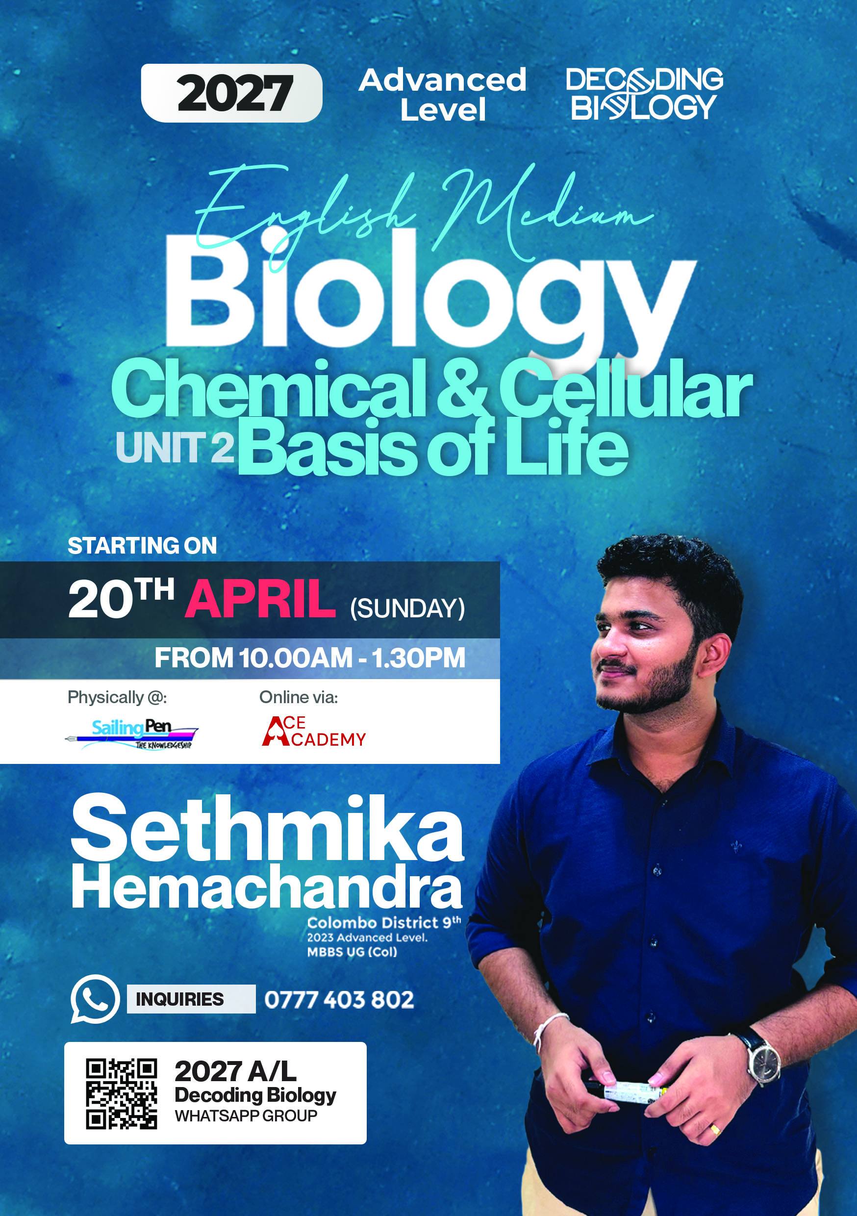 2027 A/L Biology Theory | English Medium [April] | UNIT 02 CHEMICAL ...